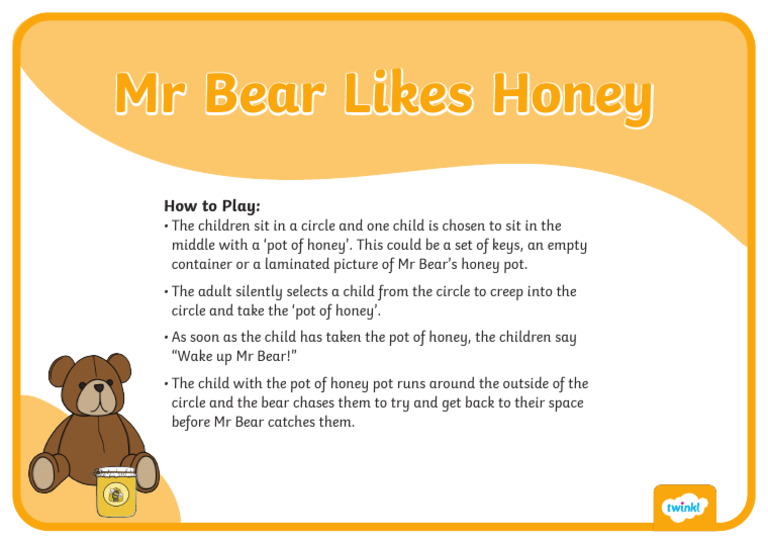 Mr Bear Likes Honey Circle Time Activity Card | PDF