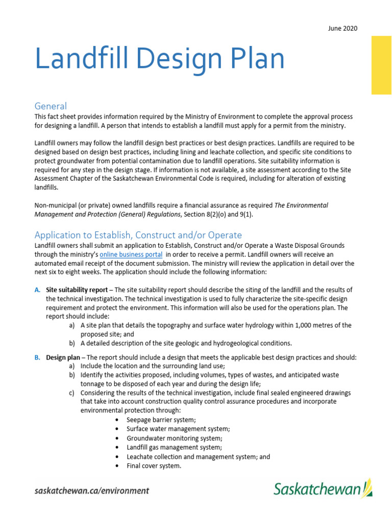 Landfill Design Plan June 2020 | PDF | Landfill | Waste