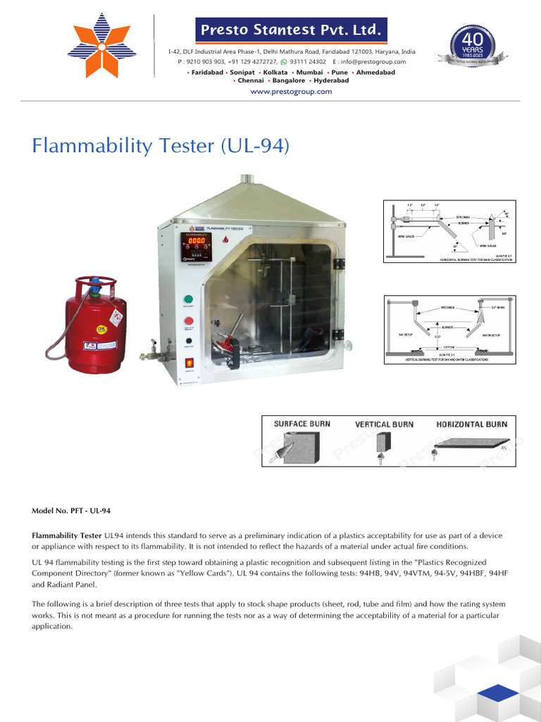 UL-94 Flammability Tester Guide | PDF | Building Engineering | Materials