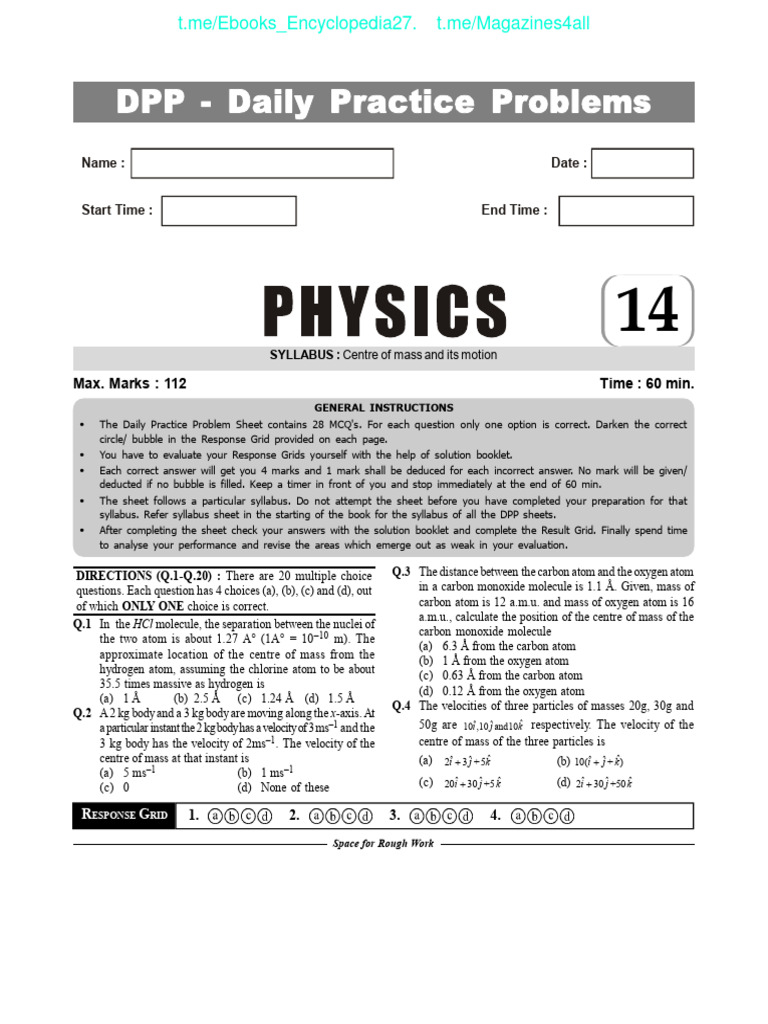 DPP - Daily Practice Problems: Name: Date | Download Free PDF | Mass ...