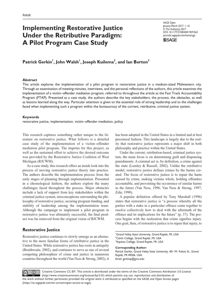 Implementing Restorative Justice Under The Retribu | PDF | Restorative Justice | Justice