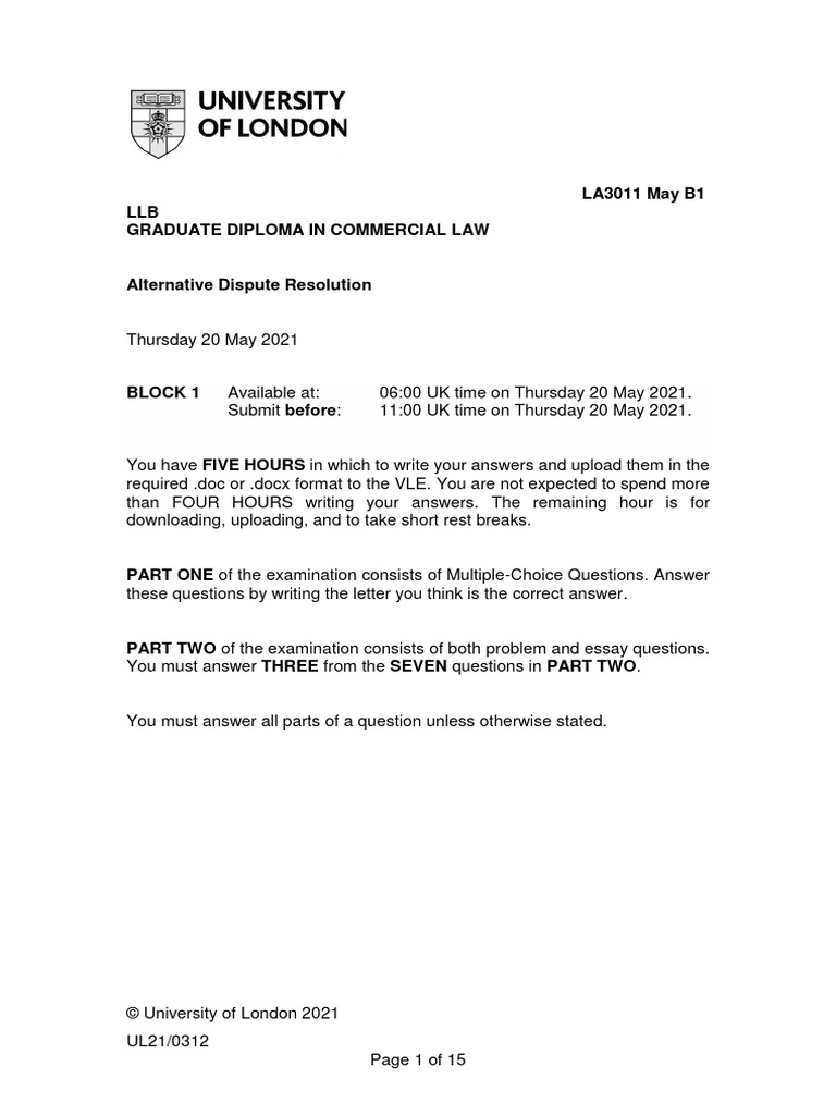Adr Exam 2021 Ab | PDF | Mediation | Alternative Dispute Resolution