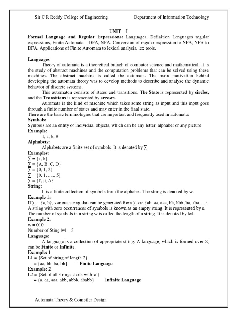 AT&CD Unit 1 | PDF | Parsing | Computer Programming