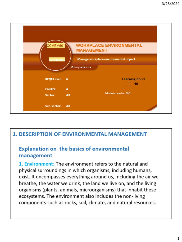 Lecture Notes1 | PDF | Earth Sciences | Environmental Impact Assessment