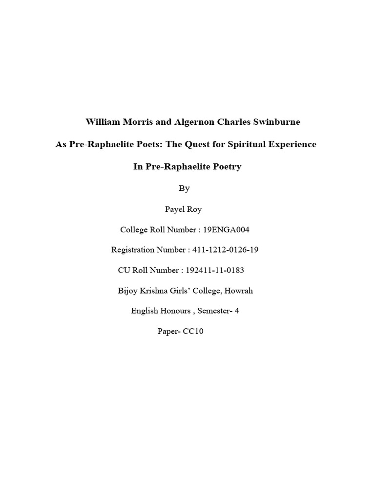 Pre-Raphaelite Poets: Morris & Swinburne | PDF | Pre Raphaelite ...