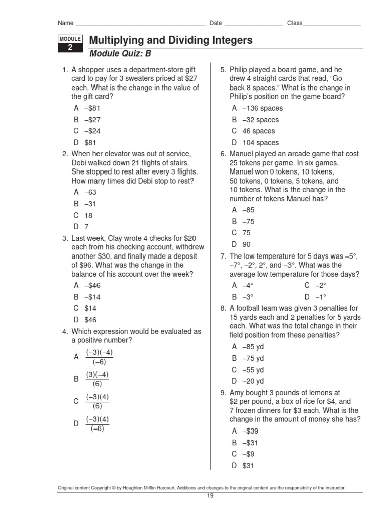 P. Module 2 Quiz B Study Guide | PDF | Multiplication | Numbers