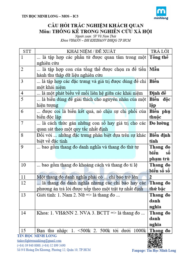 Đề thi thử THỐNG KÊ CHO KHXH | PDF