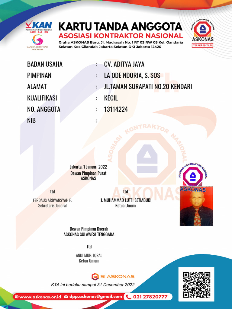 Kta Askonas Cv. Aditya Jaya 2022 | PDF