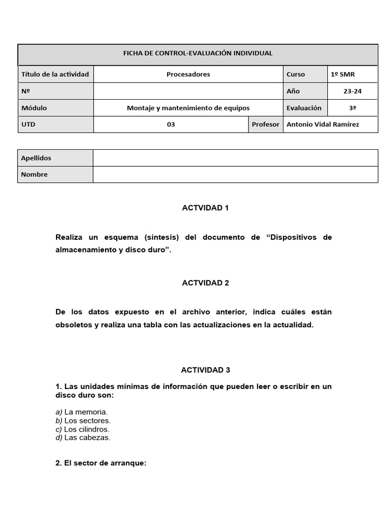Actividad - Disco Duro | Descargar gratis PDF | Disco compacto | Almacenamiento de datos de la ...
