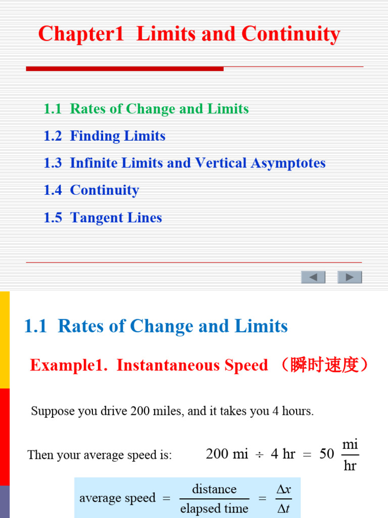 Limits and Continuity Overview | PDF | Speed | Function (Mathematics)