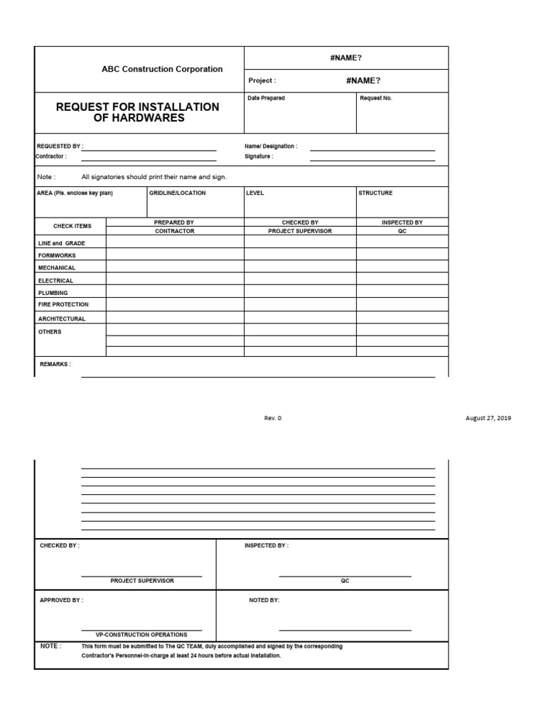 09-Request For Installation of Hardwares | PDF