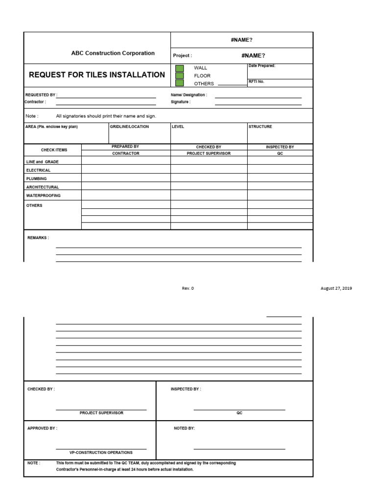 15-Request for Tiles Installation | PDF