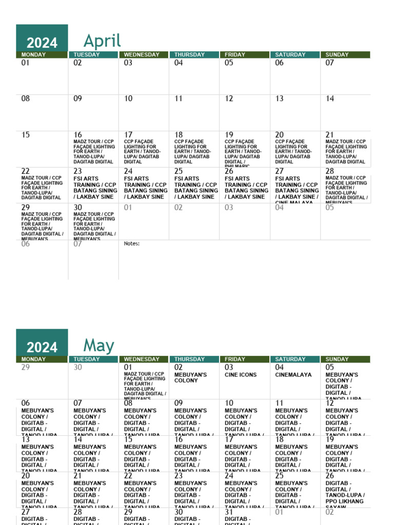 CCP Events Calendar 2024 | PDF
