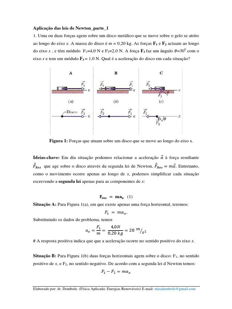 Aplicação Das Leis de Newton - Parte - 1 | PDF | Força | Massa