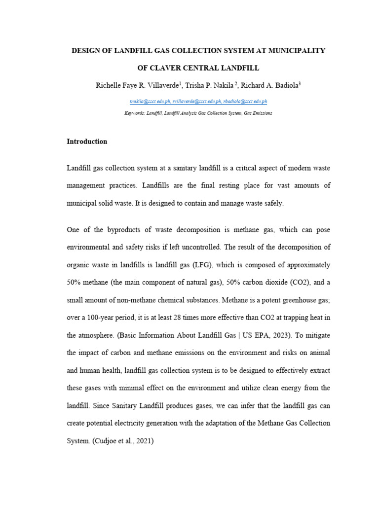 Design of Landfill Gas Collection System at Municipality of Claver ...