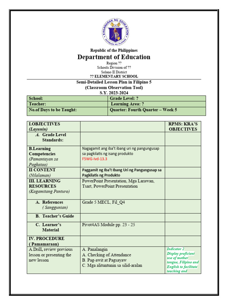 COT Fil5 W5 Q4 | PDF