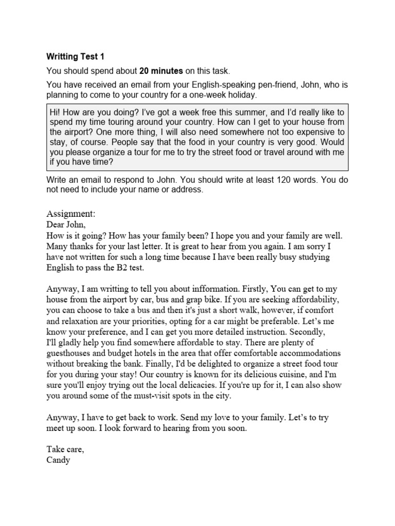 Writting Test 1 | PDF