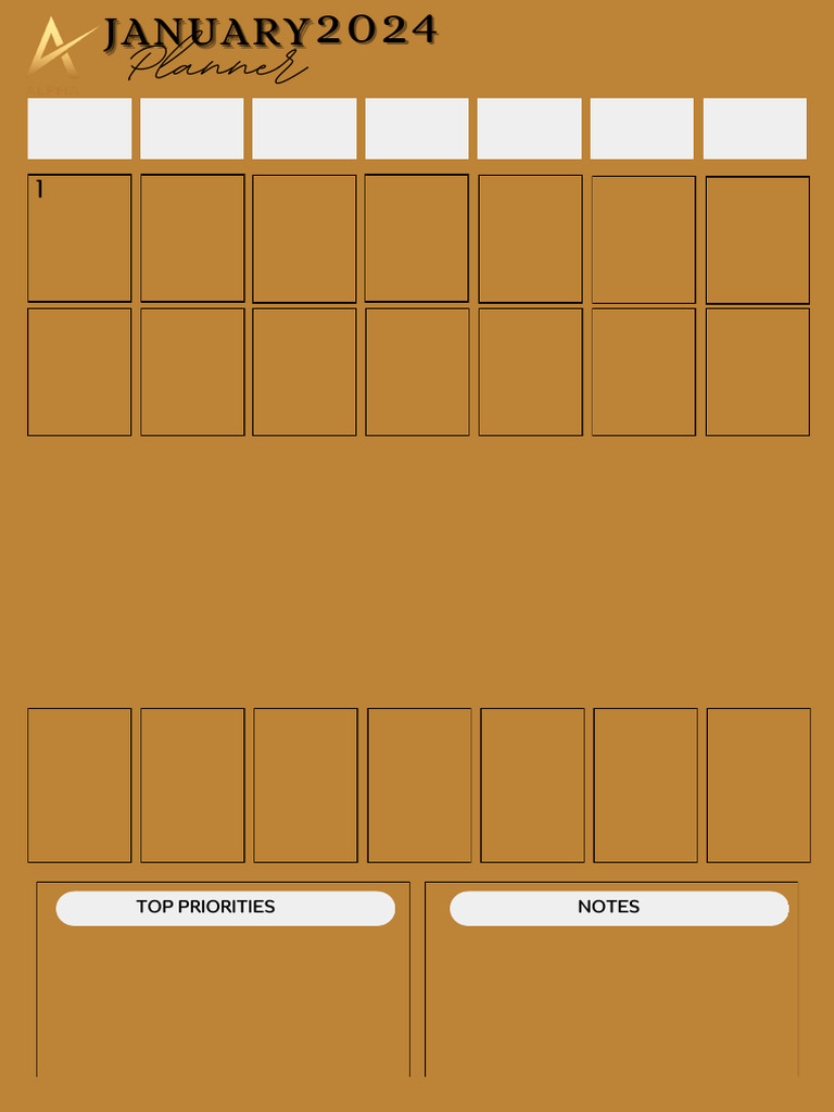 Black and White Minimalist Simple Monthly Year 2024 Planner A4 | PDF