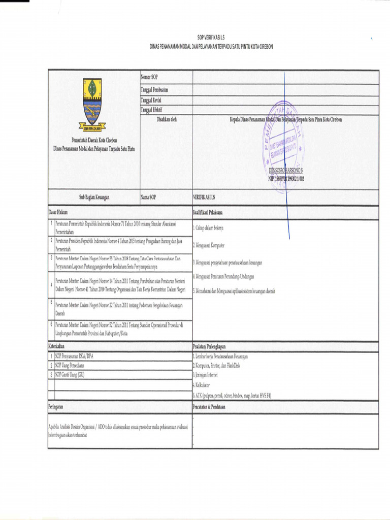 053 SOP Vervikasi LS | PDF