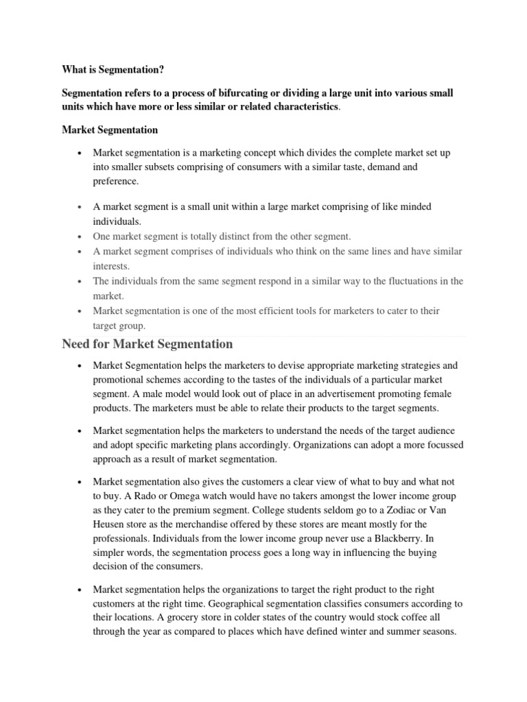 Market Segmentation Pdf Market Segmentation Marketing
