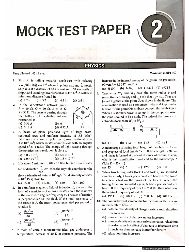 Mock Test Paper 2 | PDF