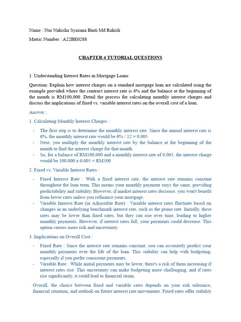 Tutorial Chapter 4_Nakisha | PDF | Mortgage Law | Loans