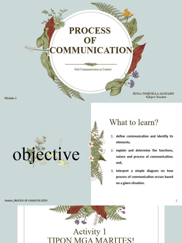 1 - PROCESS OF COMMUNICATION - Notes | PDF | Communication | Nonverbal ...