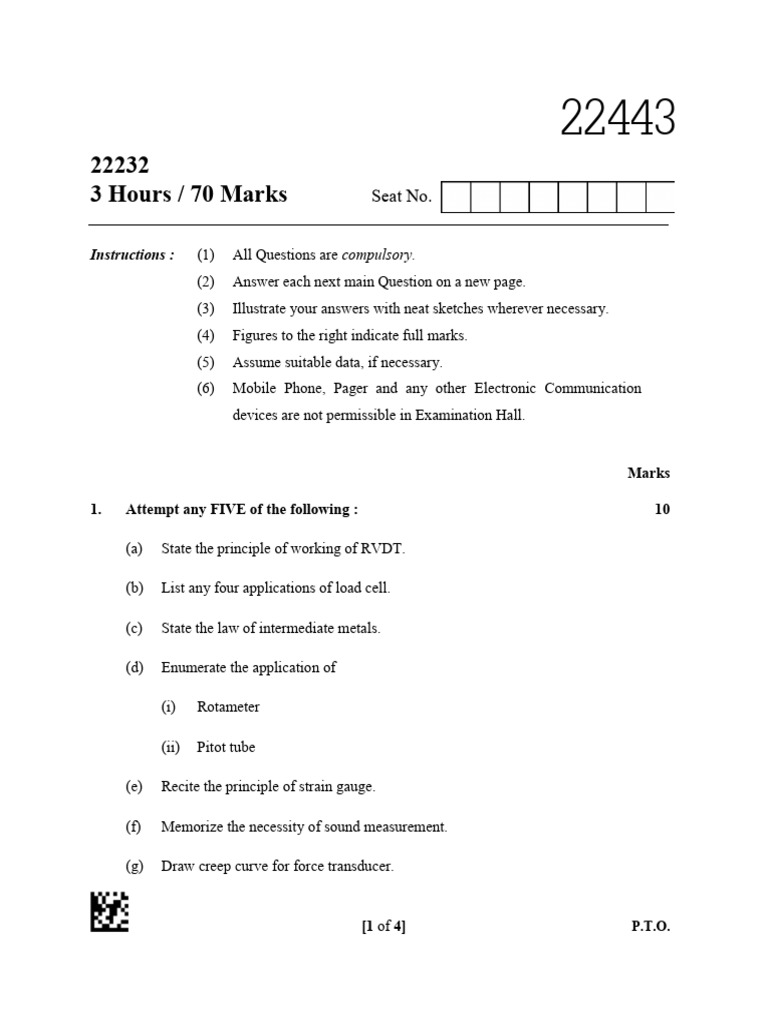 2023 Summer Question Paper (Msbte Study Resources) | PDF | Flow Measurement | Microphone