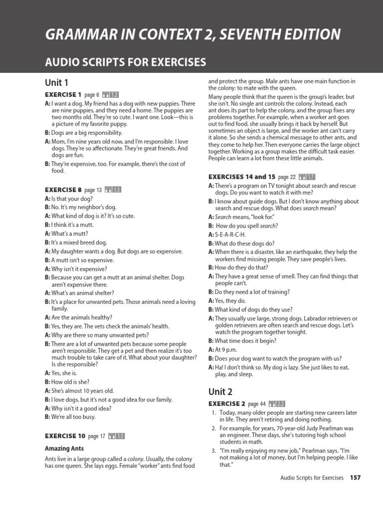 Grammar in Context 2 (7th Edition) Audio Scripts For Exercises (Sandra N. Elbaum) (Z-Library ...