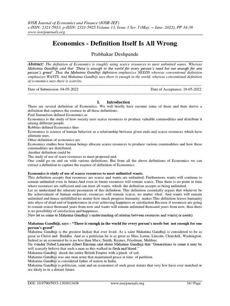 Definition of economics is wrong | PDF | Economics | Consumerism