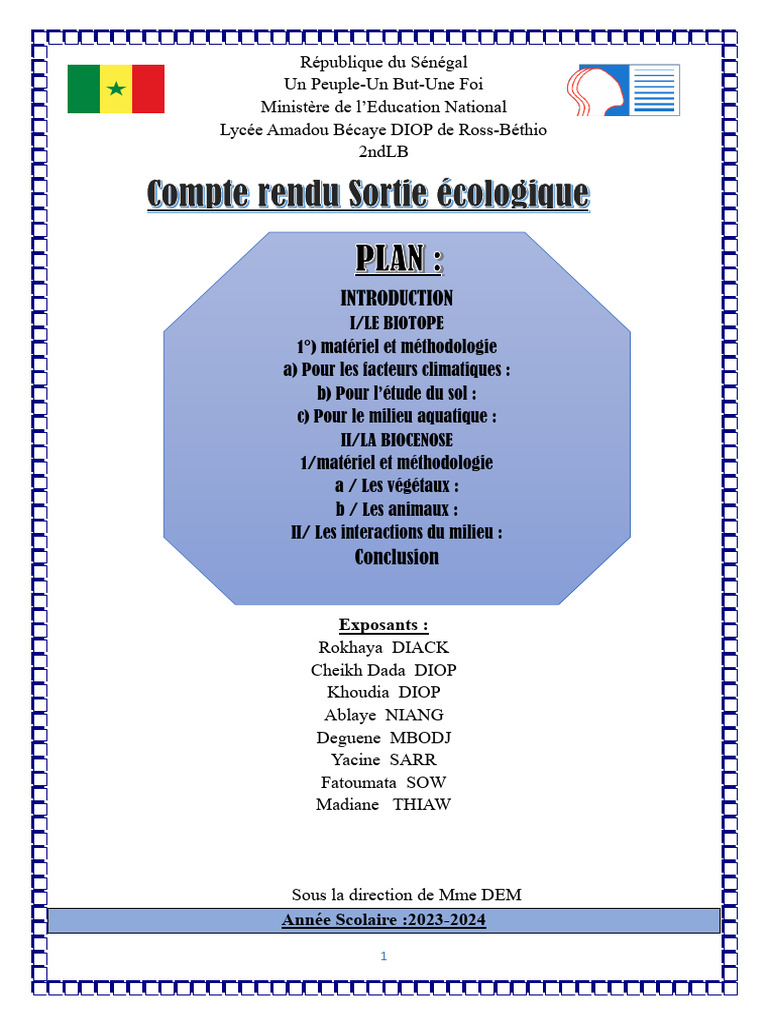 Compte Rendu de Sortie Écologique | PDF | Écologie | Sol (pédologie)