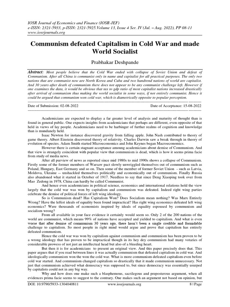 Communism's Impact on Global Capitalism | PDF | Communism | Government ...