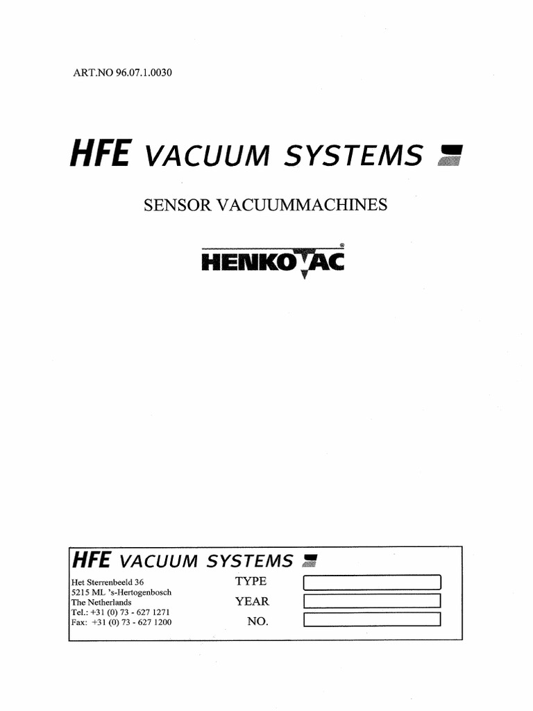 OLD Manual Henkovac Sensor Vacuummachines (en) | PDF