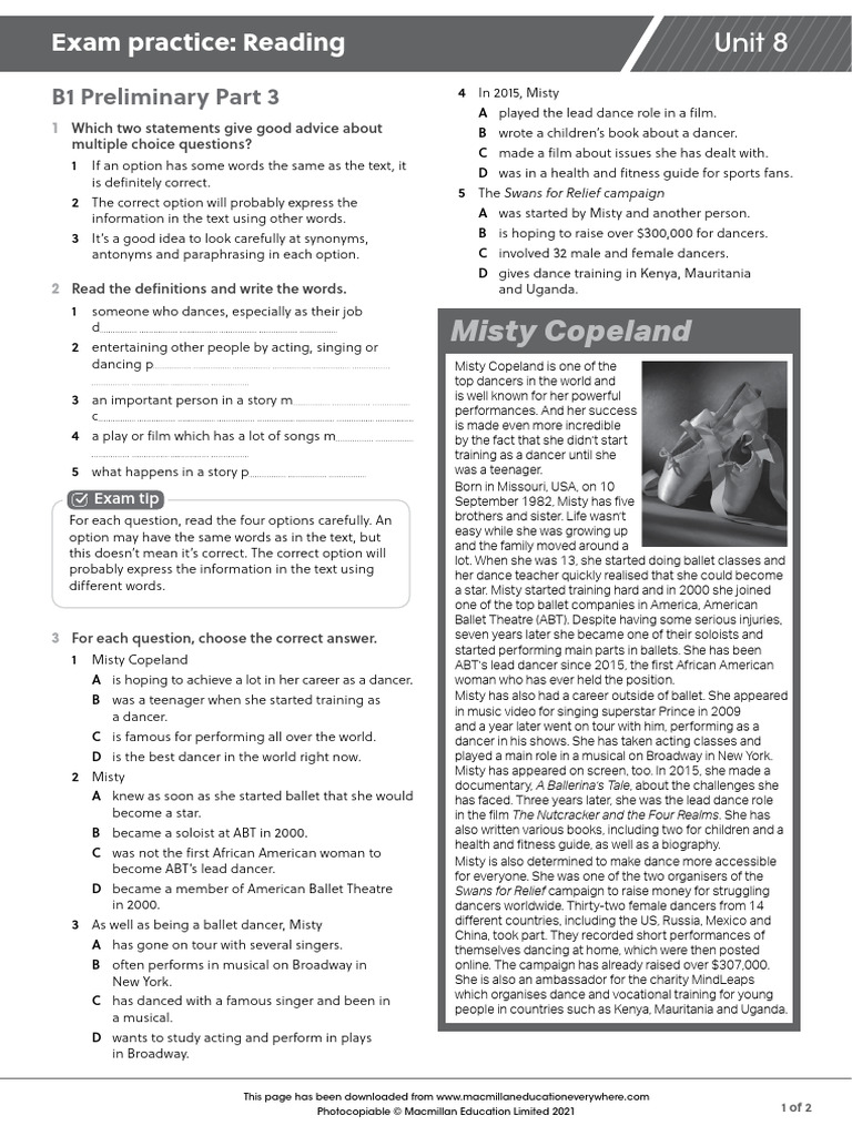 B1PLUS U8 Exam Practice Reading | PDF | Linguistics | Linguistic Morphology
