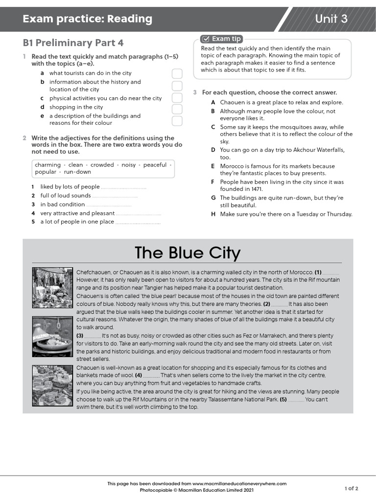 B1PLUS U3 Exam Practice Reading | PDF