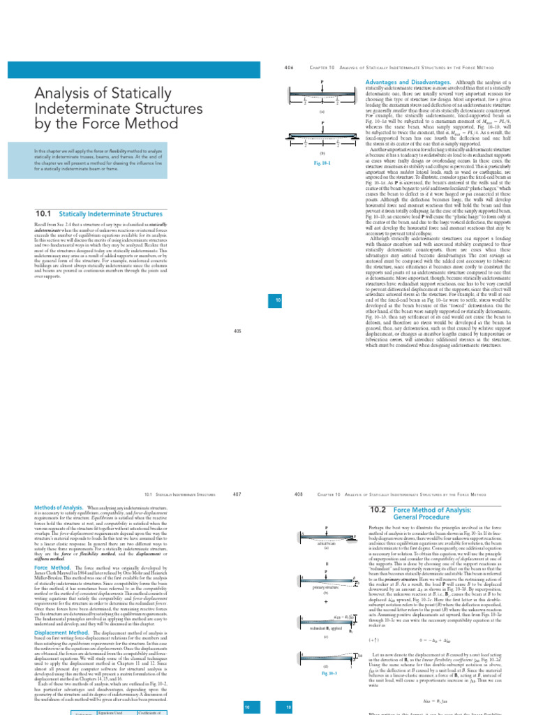 Force Method for Indeterminate Structures | PDF | Beam (Structure) | Force