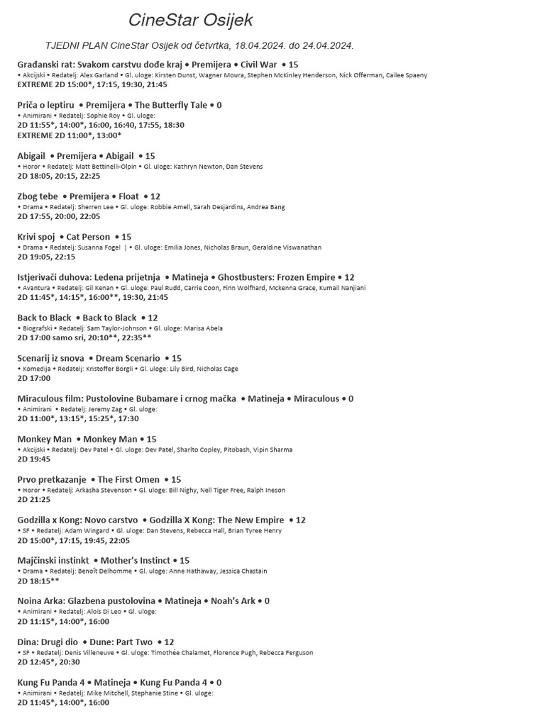 CineStar Osijek 18.04.2024 | PDF