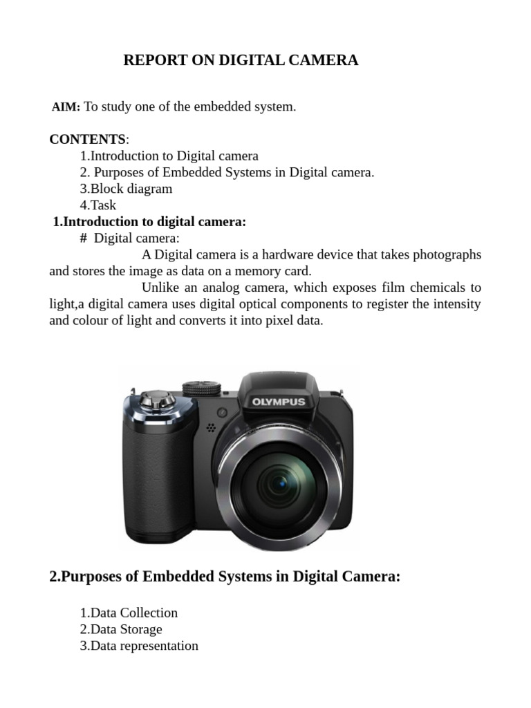 Report On Digital Camera | PDF