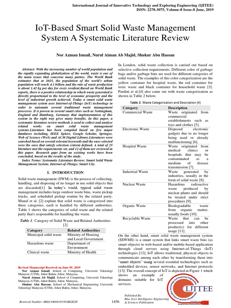 Iot-Based Smart Solid Waste Management System A Systematic Literature Review | PDF | Internet Of ...