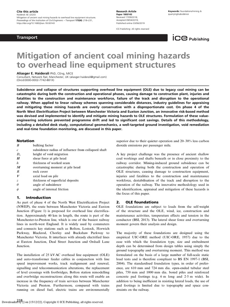 2020 ICE Mitigation of Coal Mining Hazards For OLE | PDF | Coal Mining | Mining