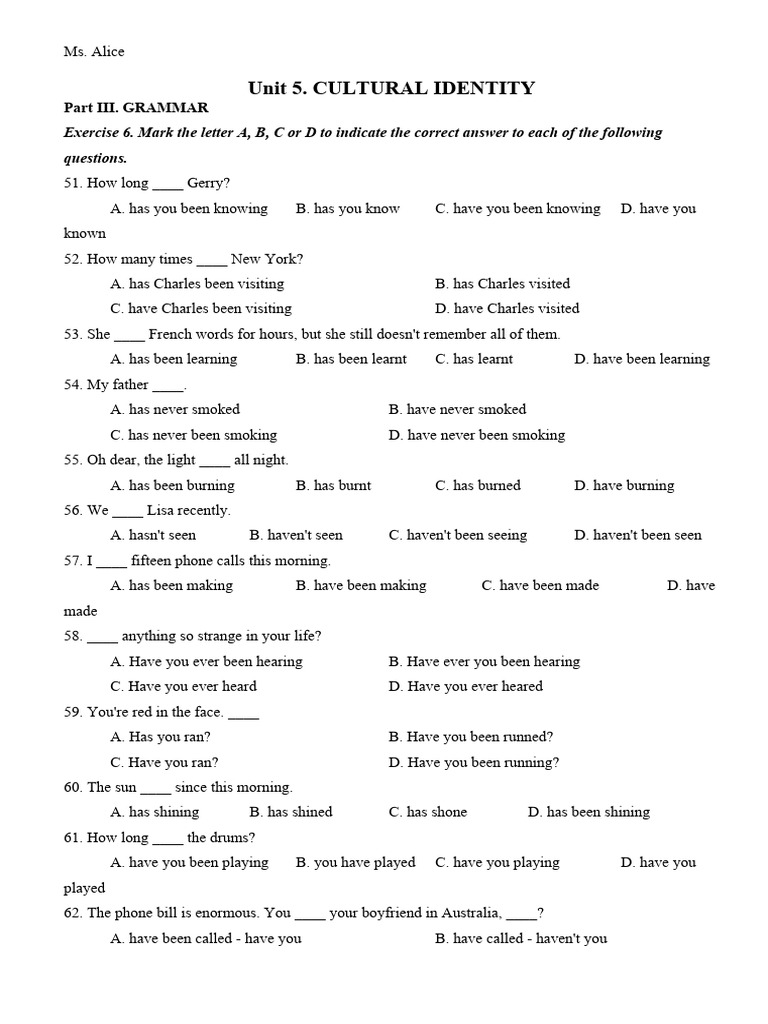 Unit 5.2 - Cultural Diversity - Grammar | PDF