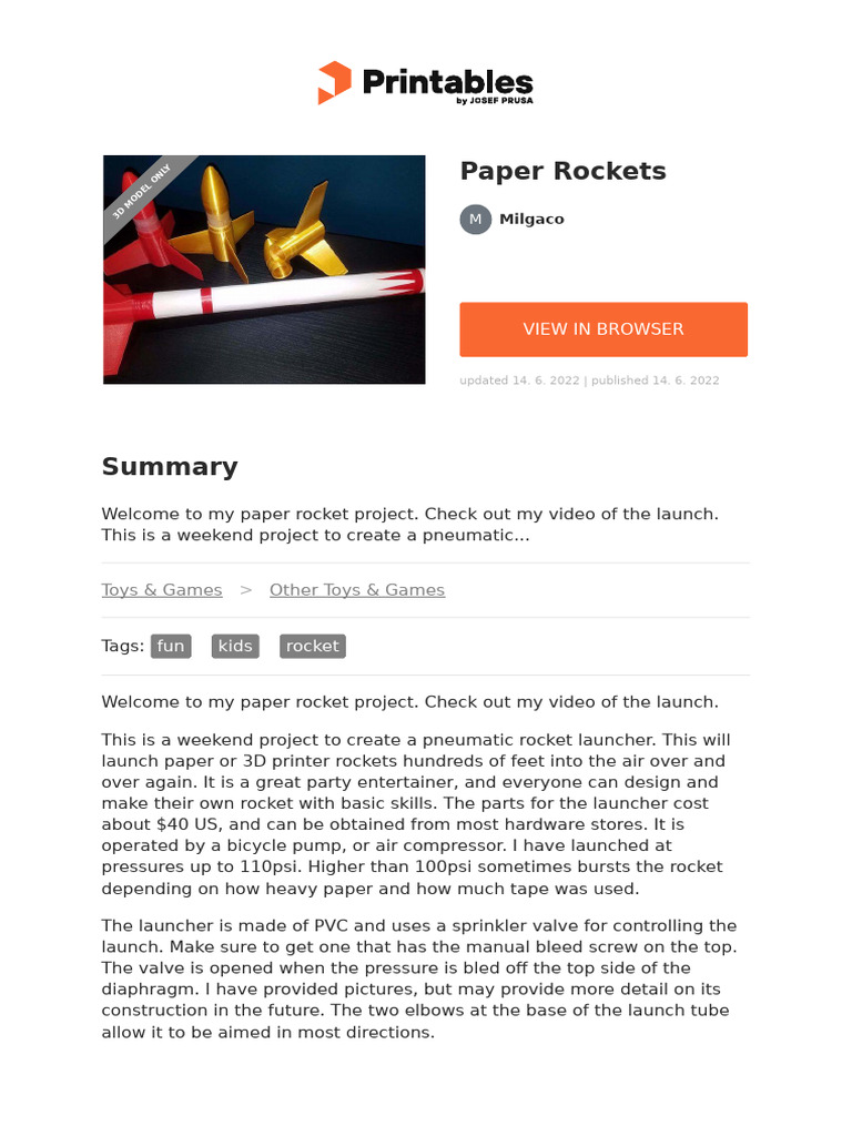 Paper Rockets | PDF | Rocket | Manufactured Goods