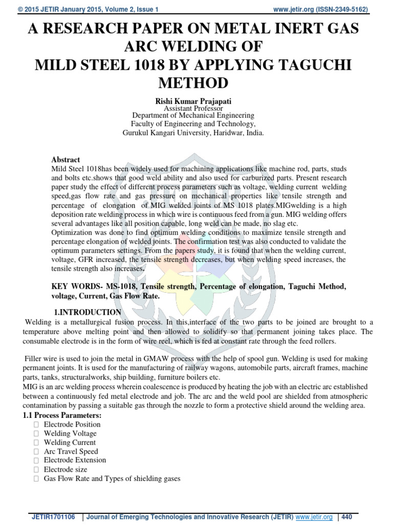 Taguchi Method | PDF | Welding | Construction