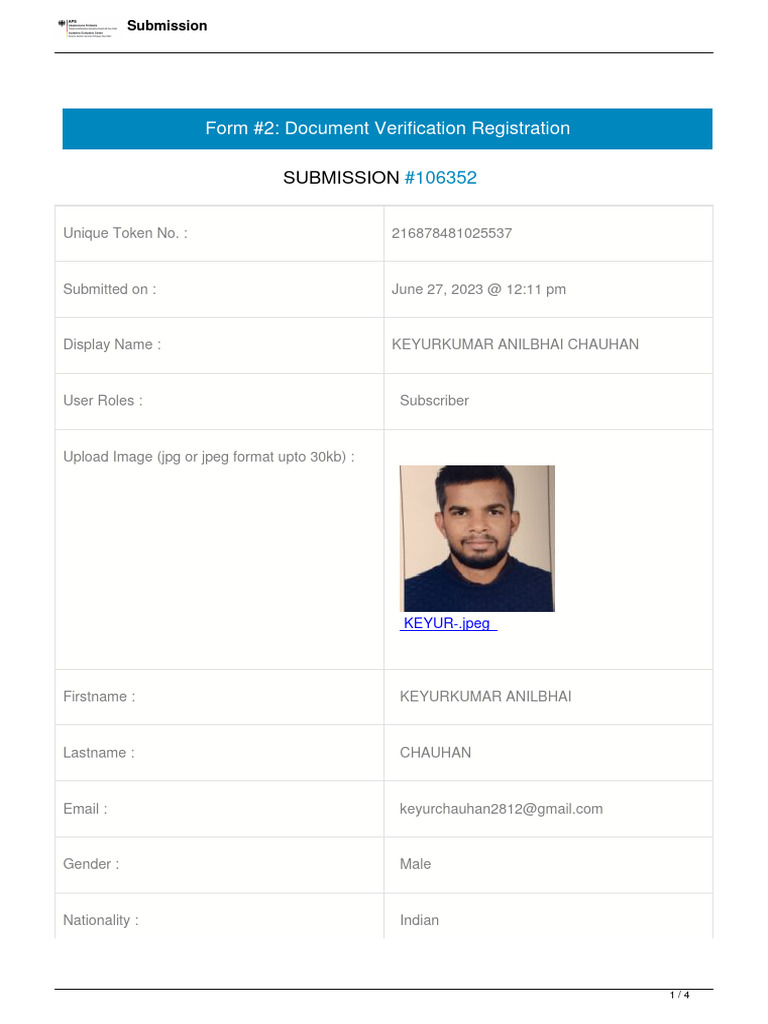 Document Verification Submission Form | PDF