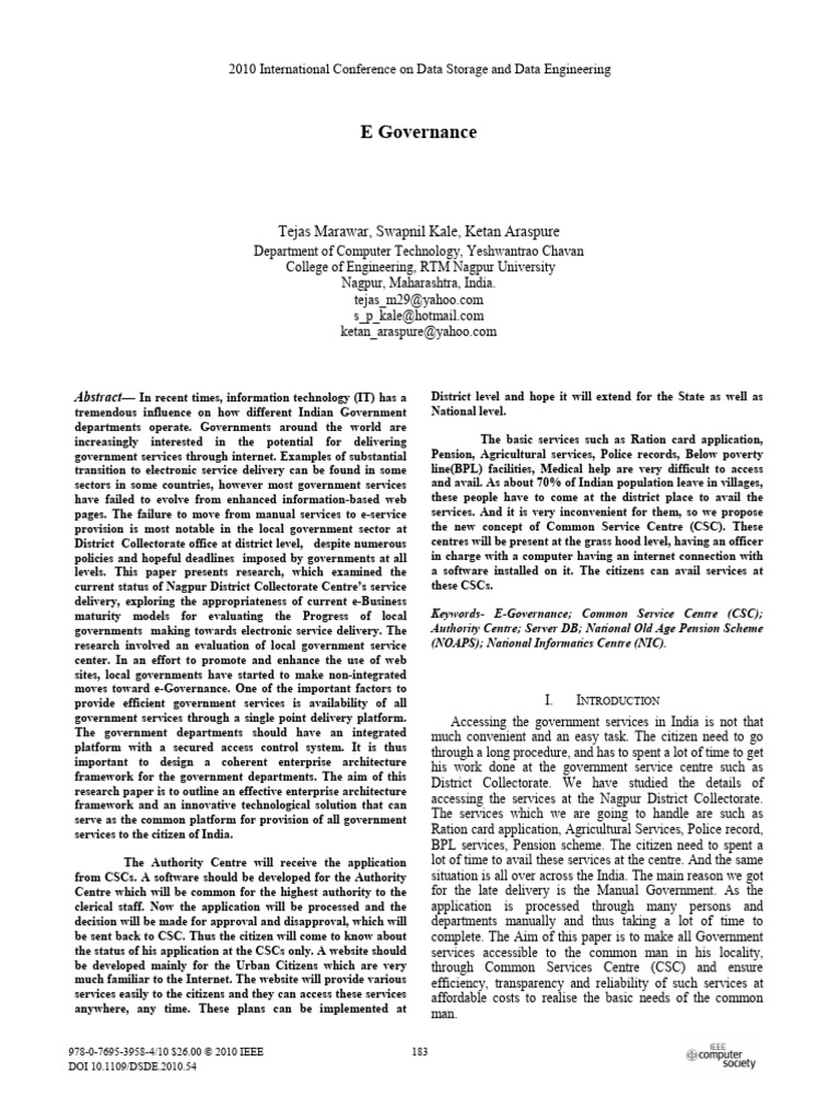 E Governance | PDF | E Government | Computing