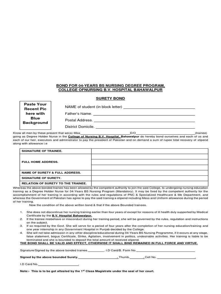 Surety Bond Print On Rs 100 Stamp Paper | Download Free PDF | Nursing