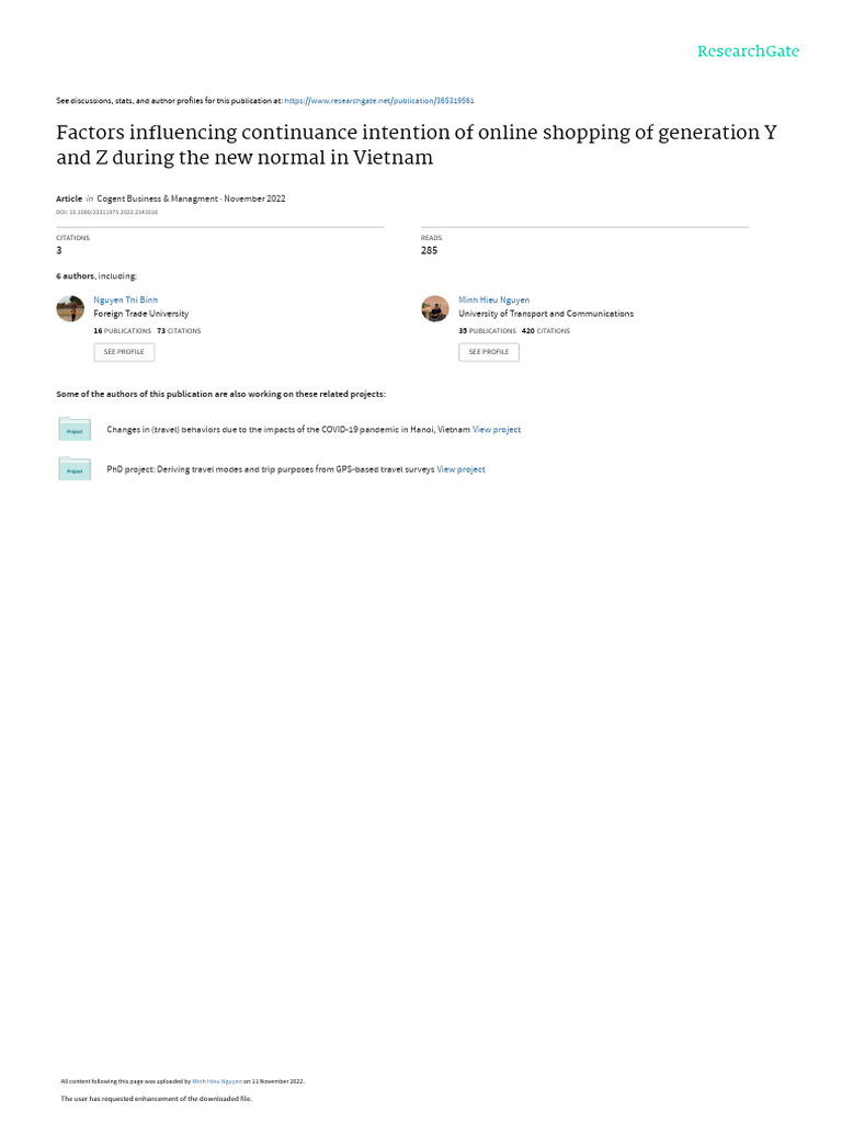 Factors Influencing Continuance Intention | PDF | Online Shopping | Risk