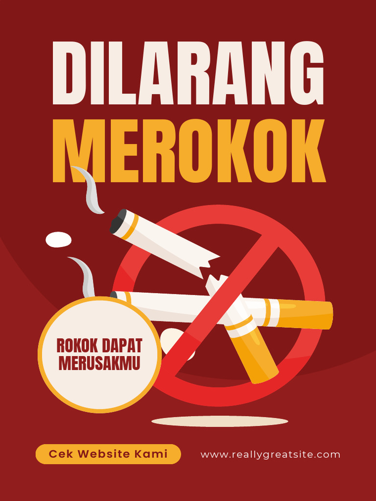 Merah Kuning Modern Ilustrasi Dilarang Merokok Poster | PDF