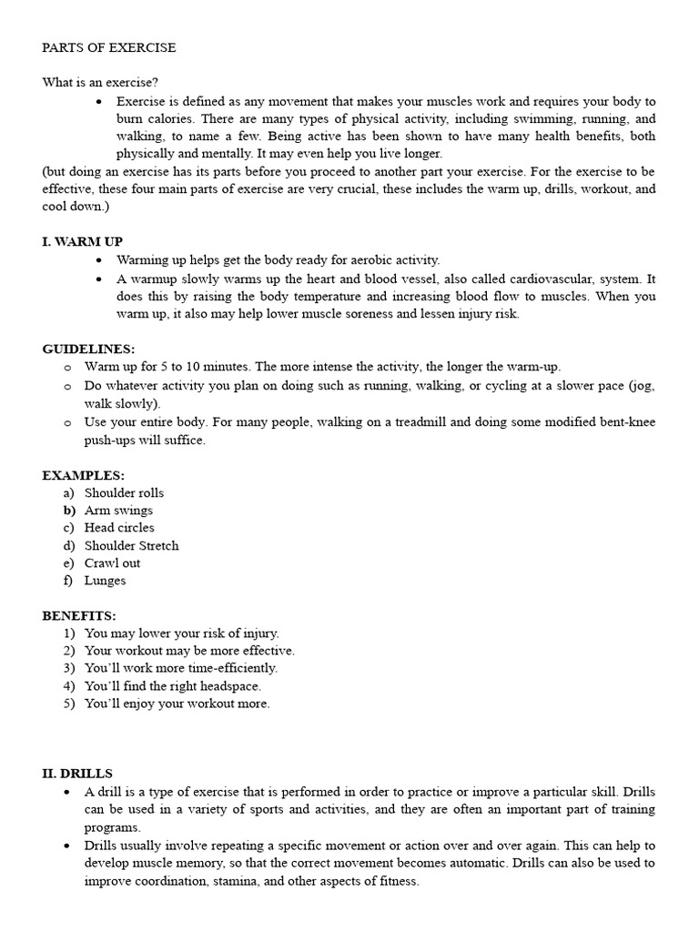 PE Parts of Exercise | PDF | Endurance | Physical Exercise
