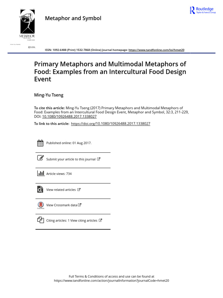Primary Metaphors and Multimodal Metaphors of Food: Examples From An Intercultural Food Design ...